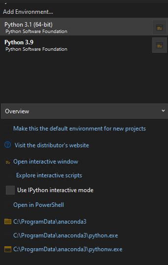 Anaconda displays incorrectly in environment list · Issue #7461 · microsoft/PTVS · GitHub
