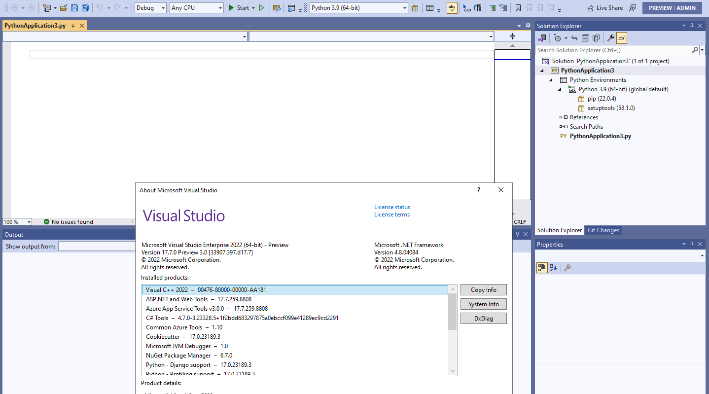 An error pops up when create a project · Issue #7660 · microsoft/PTVS · GitHub