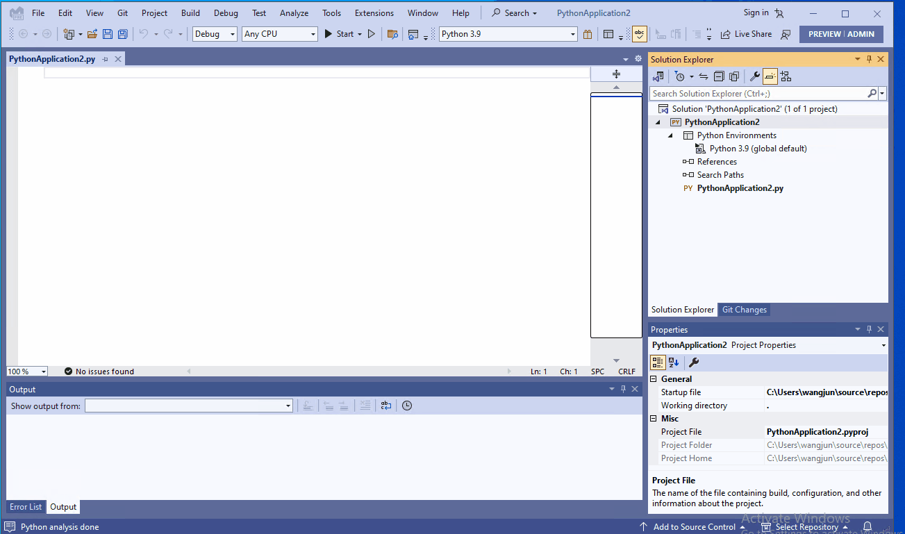The Combo box and the Python Environment list is not update when change the default environment ...