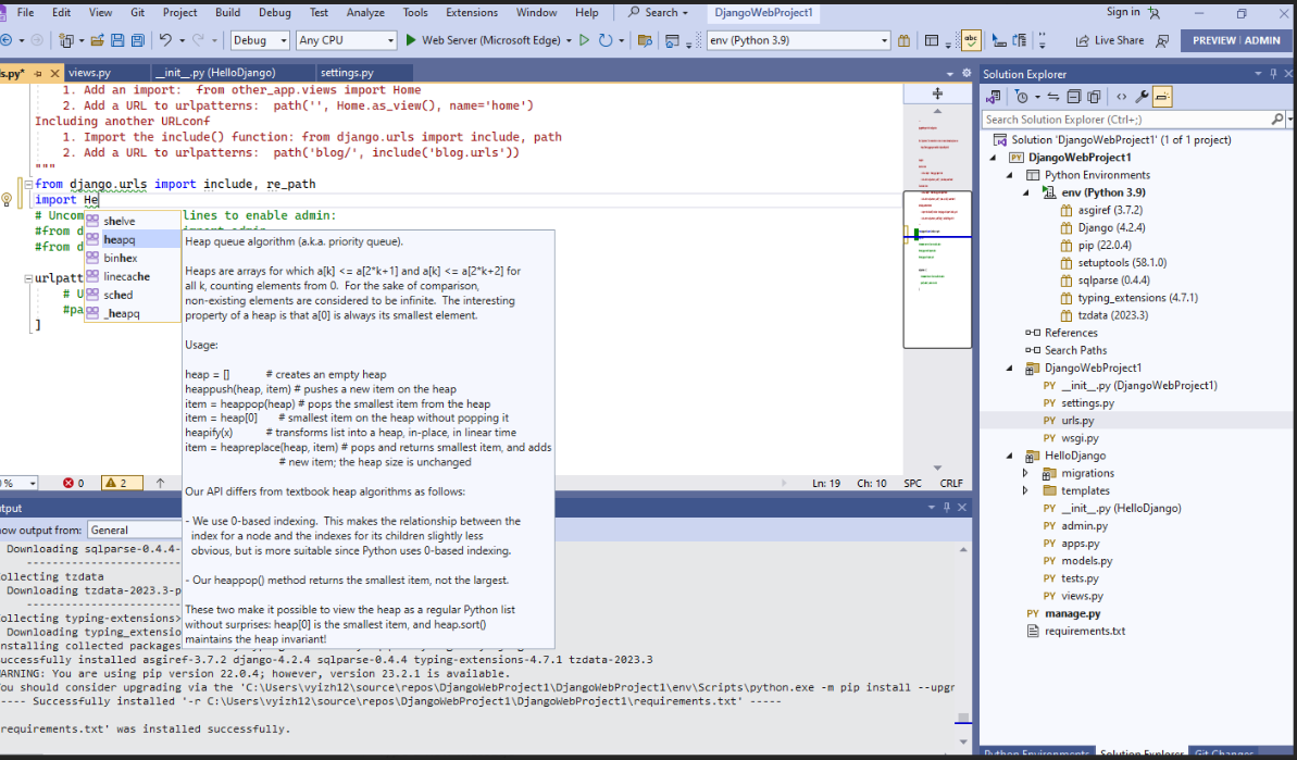 No IntelliSense when import a new created django app. · Issue #7701 · microsoft/PTVS · GitHub