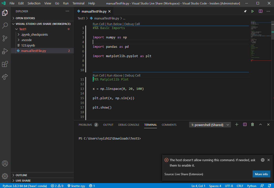 An error message "The host doesn't allow runing.." always pops up even ...