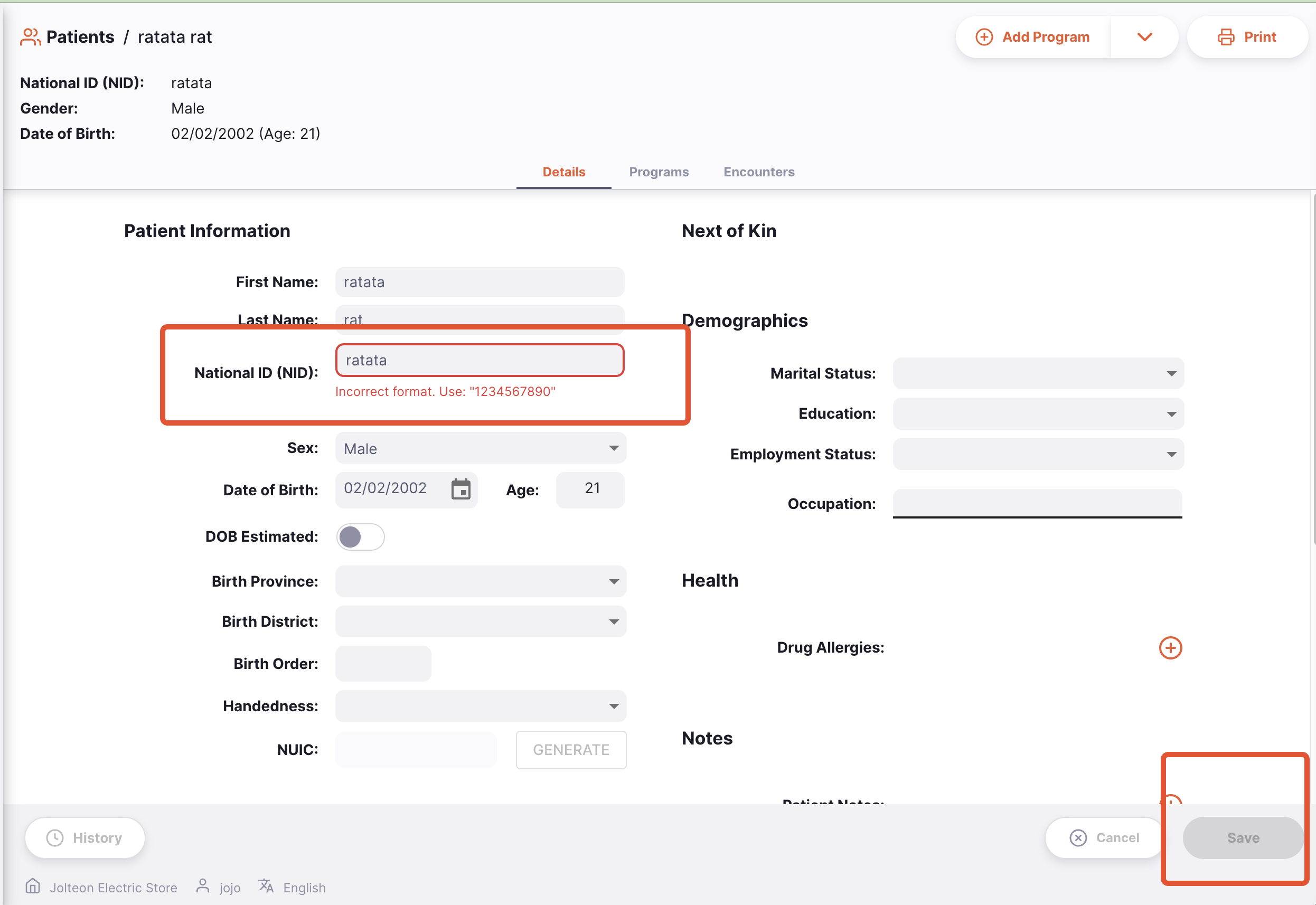 Patient-code created in desktop are not handled well in oms · Issue ...