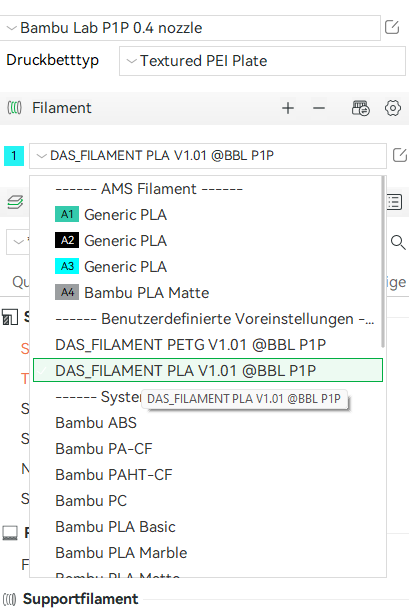 User defined Filament Preset can't be used in AMS (Dynamic Flow Calibration) · Issue #1277 ...