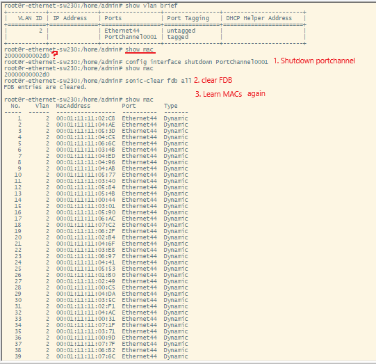 The command "show mac" doesn't show any learnt MACs in case of existence of enabled layer 2 ...