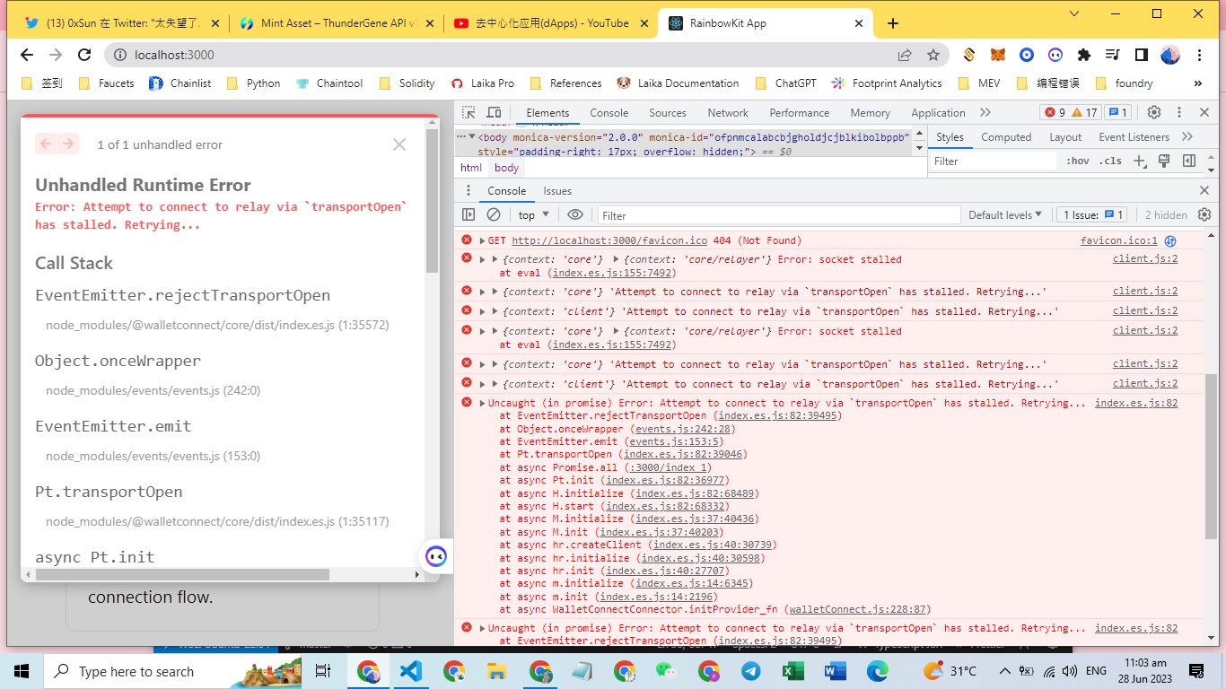 [bug] Error: Attempt to connect to relay via `transportOpen` has stalled. Retrying... · Issue ...