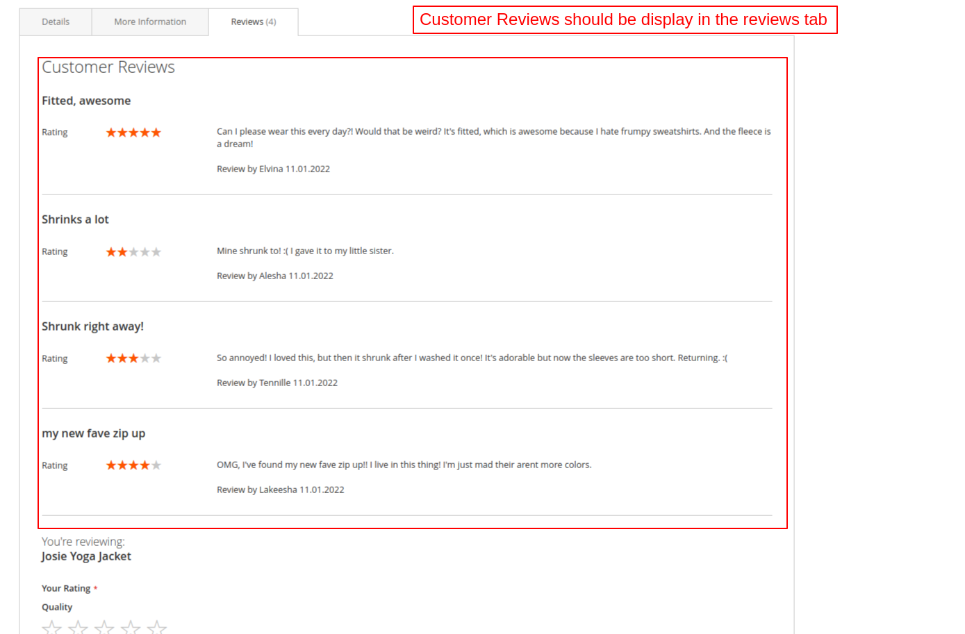 Customer Reviews issue on the product page when we redirected from the ...