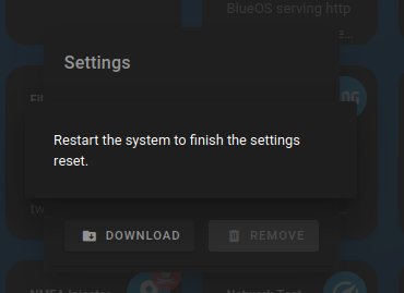 Dialogue after 'reset settings' takes forever to popup · Issue #1723 · bluerobotics/BlueOS · GitHub