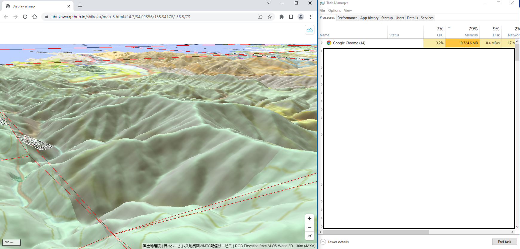 Memory keeps increasing while I am seeing a terrain 3D map with ...