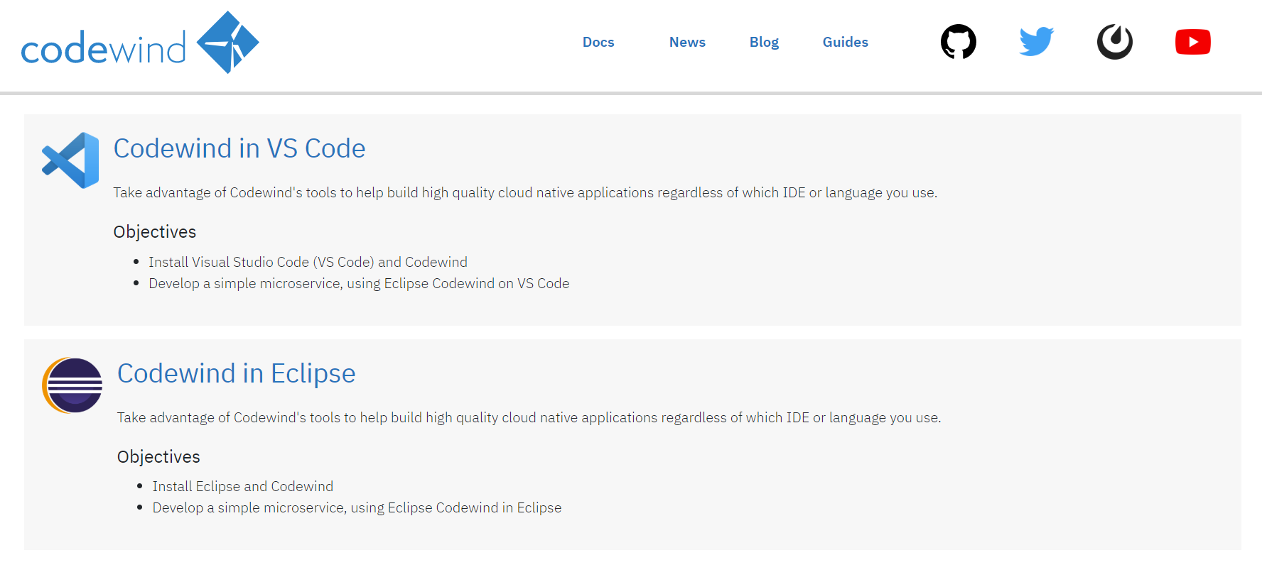 Improve the design of the Guides pages · Issue #2929 · eclipse-archived/codewind · GitHub