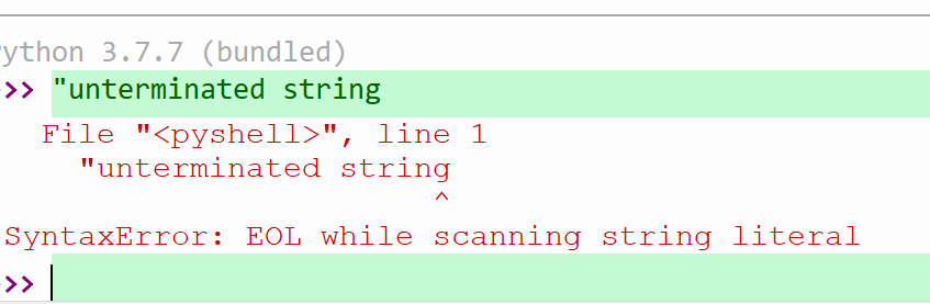 Breaking a line with \ causes green syntax error after a " because it ...