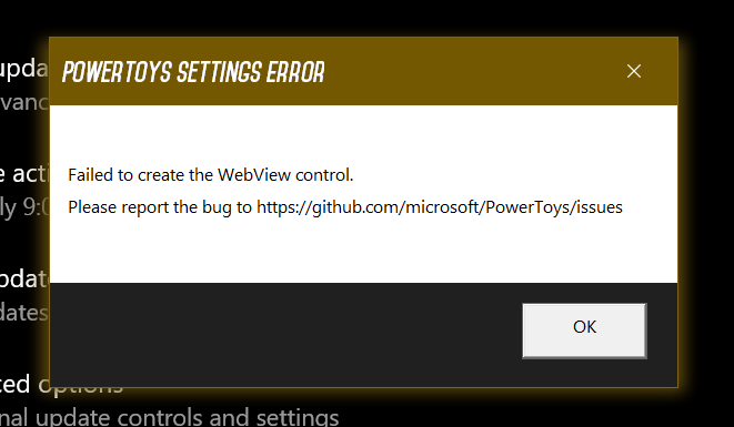 Failed to create WebView control. · Issue #2518 · microsoft/PowerToys · GitHub