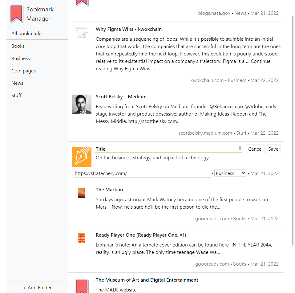 GitHub - enchantmenttable/bookmark-manager-chrome-extension: Bookmark ...