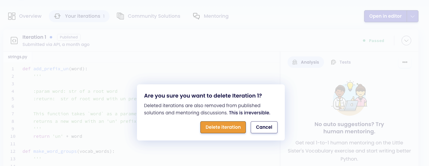 [Exercises] Deleting the Only Iteration should unpublish a solution · Issue #5909 · exercism ...