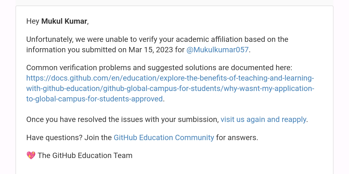 Unable to verify student developer pack · community · Discussion #50104 · GitHub