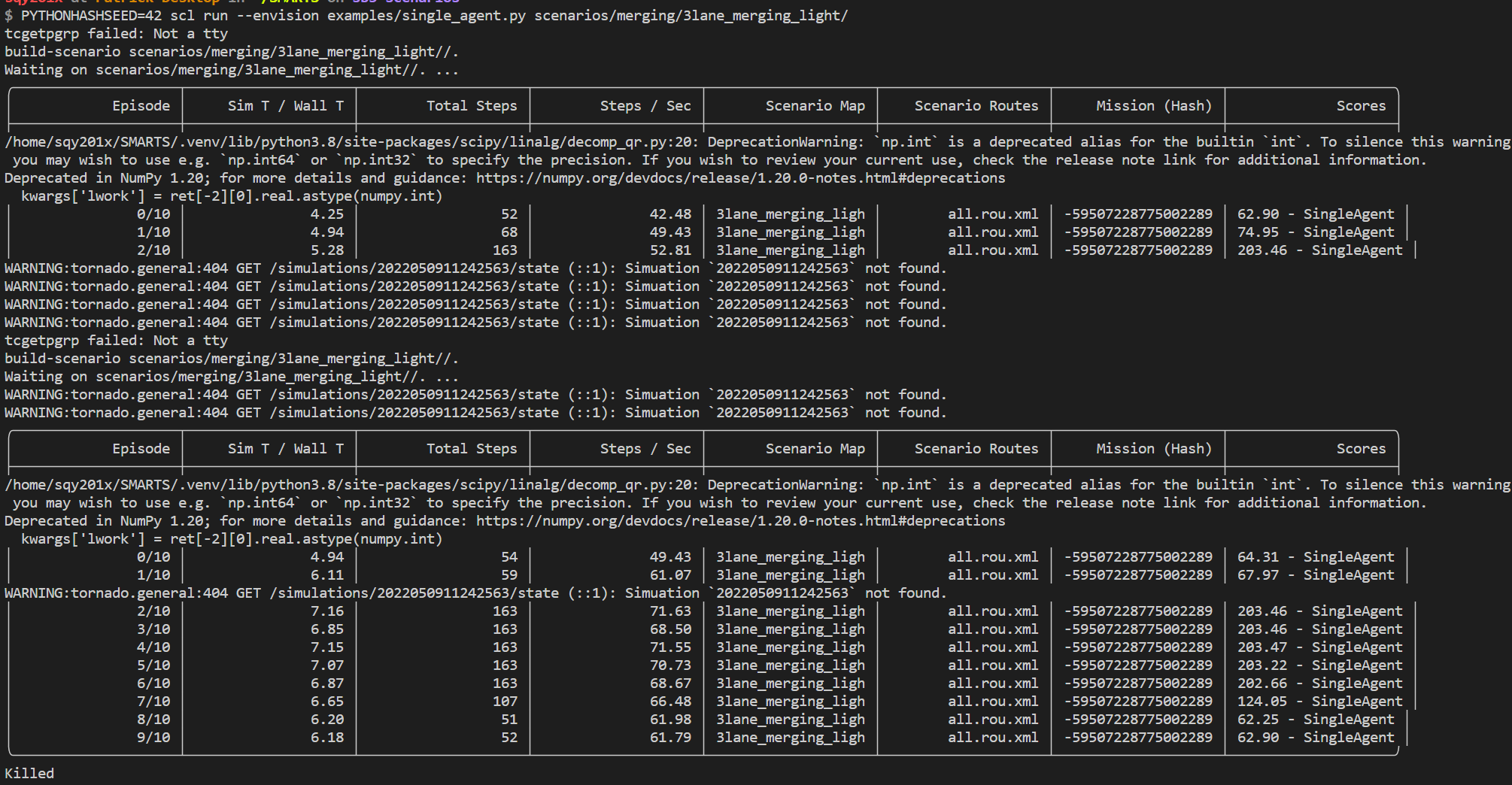 Non-deterministic results of same simulation for two times · Issue #1426 · huawei-noah/SMARTS ...