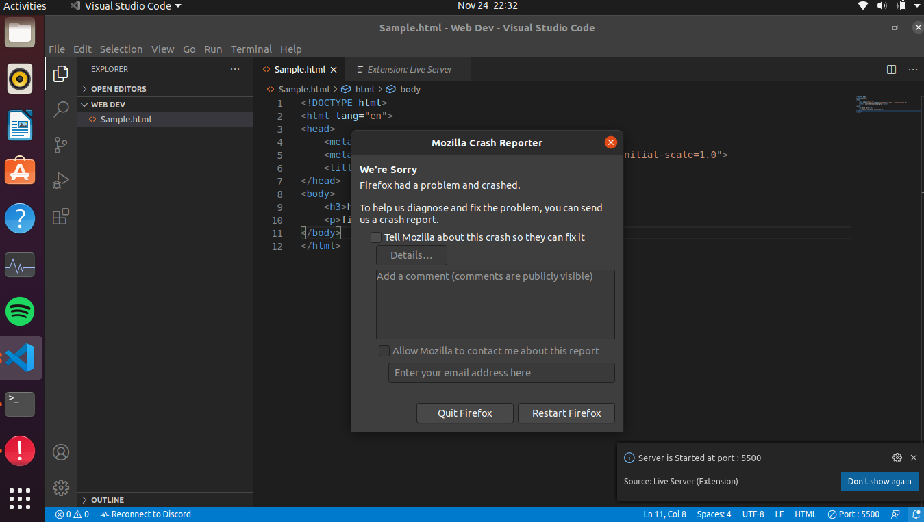 Live Serverfirefox Issue · Issue 1207 · Ritwickdeyvscode Live Server · Github