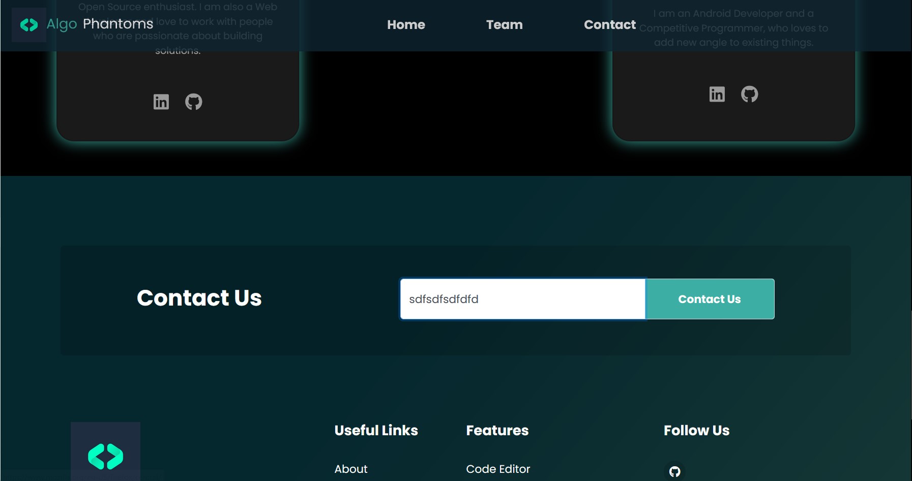 Validating the email in the team page · Issue #219 · Algo-Phantoms/Algo-Phantoms-Frontend · GitHub