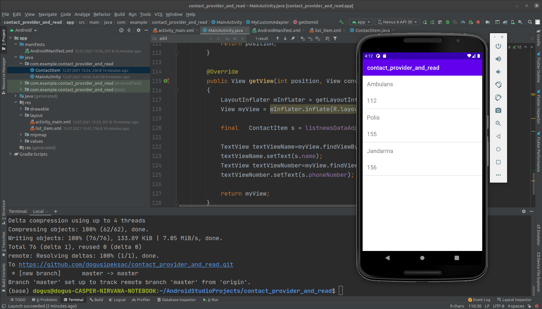 GitHub - dogusipeksac/contact_provider_and_read