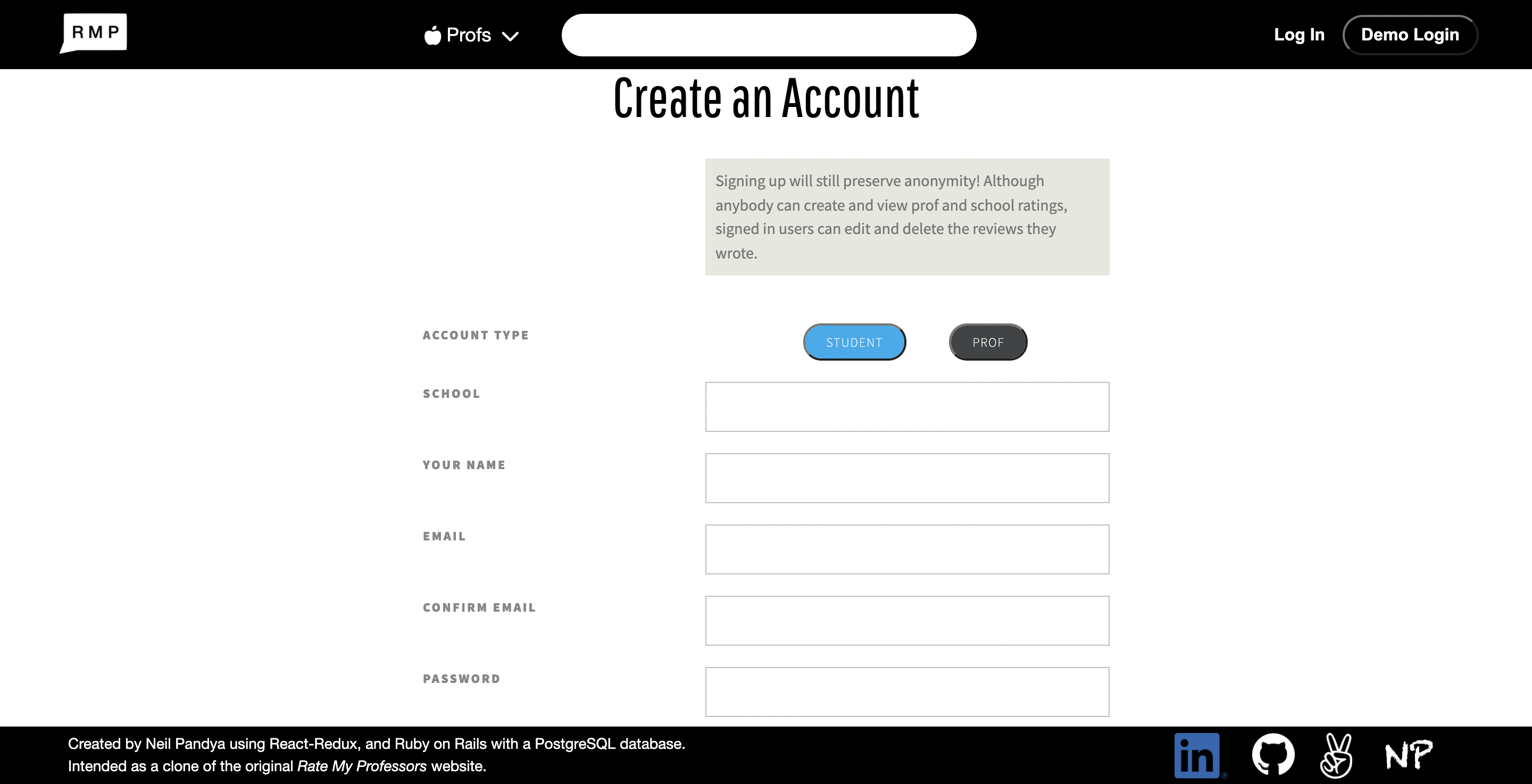 GitHub - NeilyWitches/RateMyProfs: Rate My Profs is a complete clone of Rate My Professors, a ...