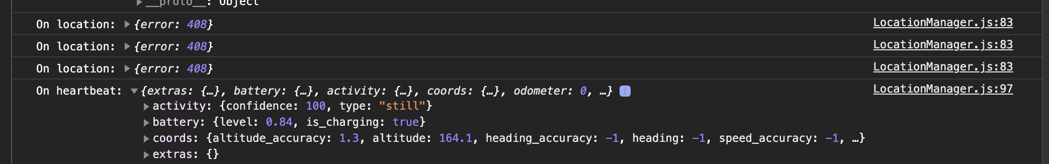 Heartbeat event doesn't getting called in case of stationary location ...