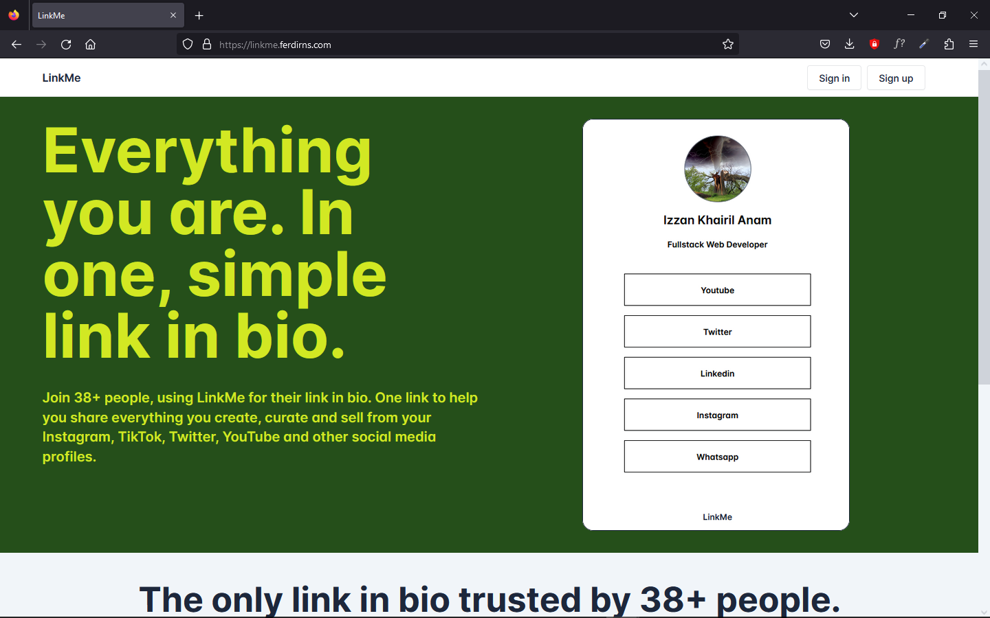 GitHub - izzanka/linkme: Linktree (https://linktr.ee) website clone