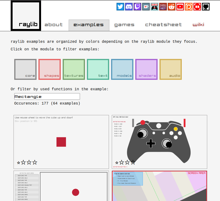 Add searching by used functions in examples page · Issue #56 · raysan5/raylib.com · GitHub