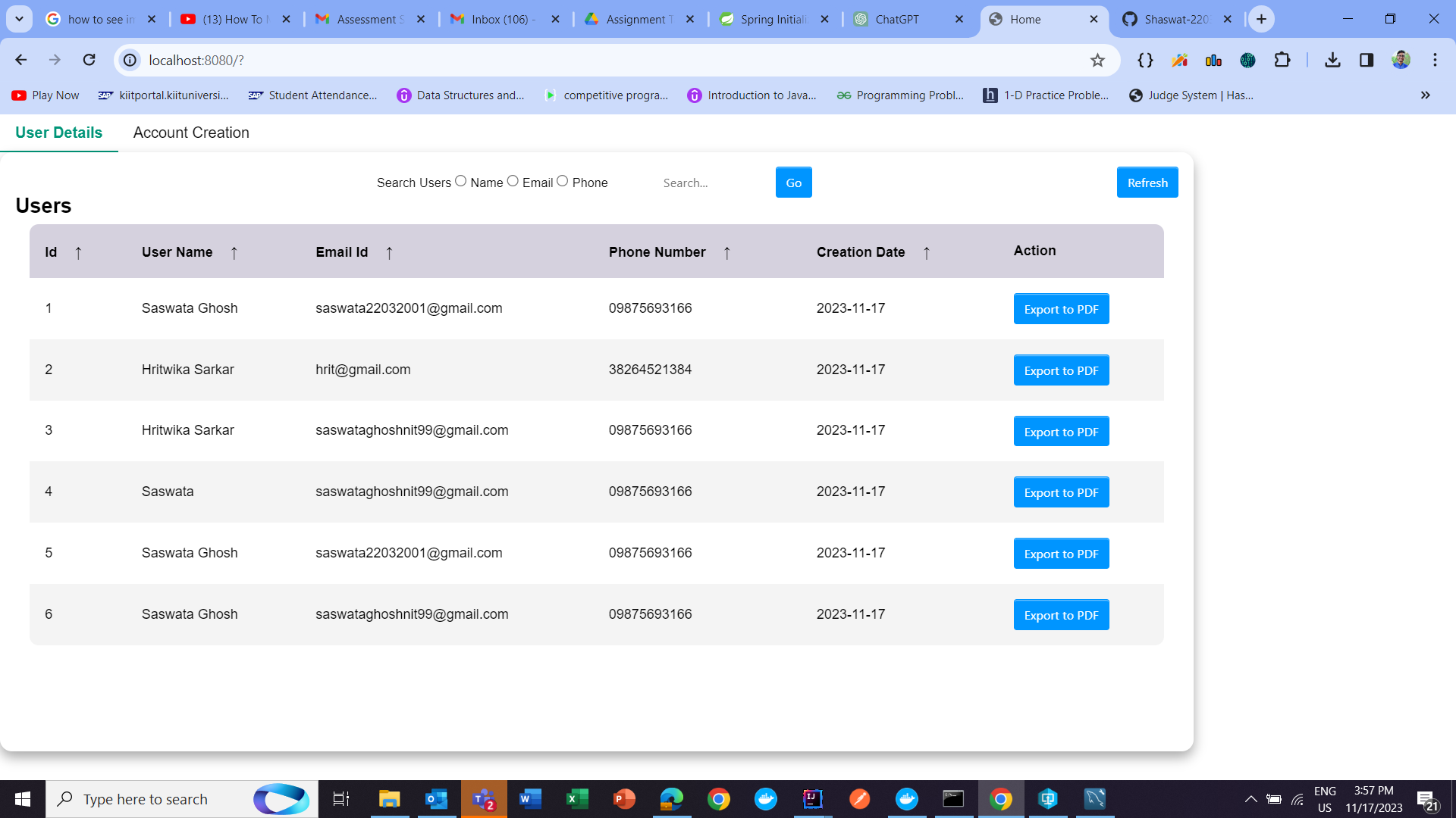 GitHub - Shaswat-2203/GreenieAssignment: User Management Dashboard