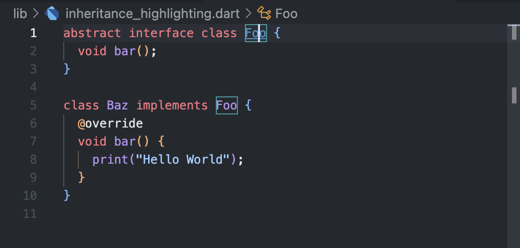 Highlighting of member implementations/overrides · Issue #4670 · Dart-Code/Dart-Code · GitHub