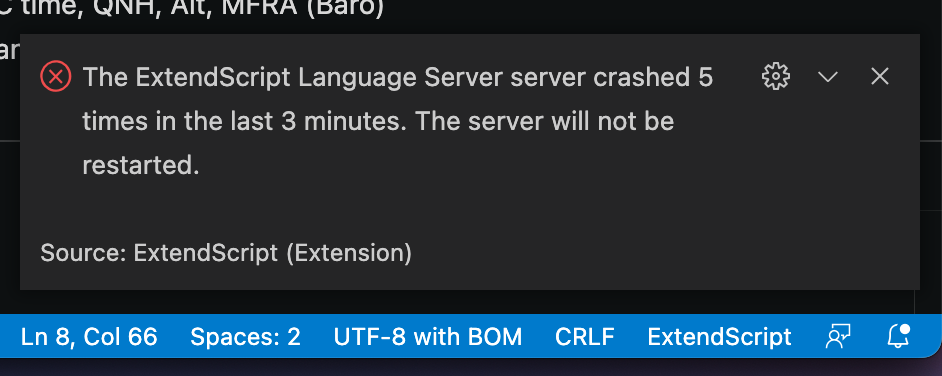 Language Server crashing repeatedly · Issue #25 · Hennamann/ExtendScript-for-Visual-Studio-Code ...
