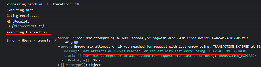 No response after executing transaction · Issue #1318 · hiero-ledger/hiero-sdk-js · GitHub