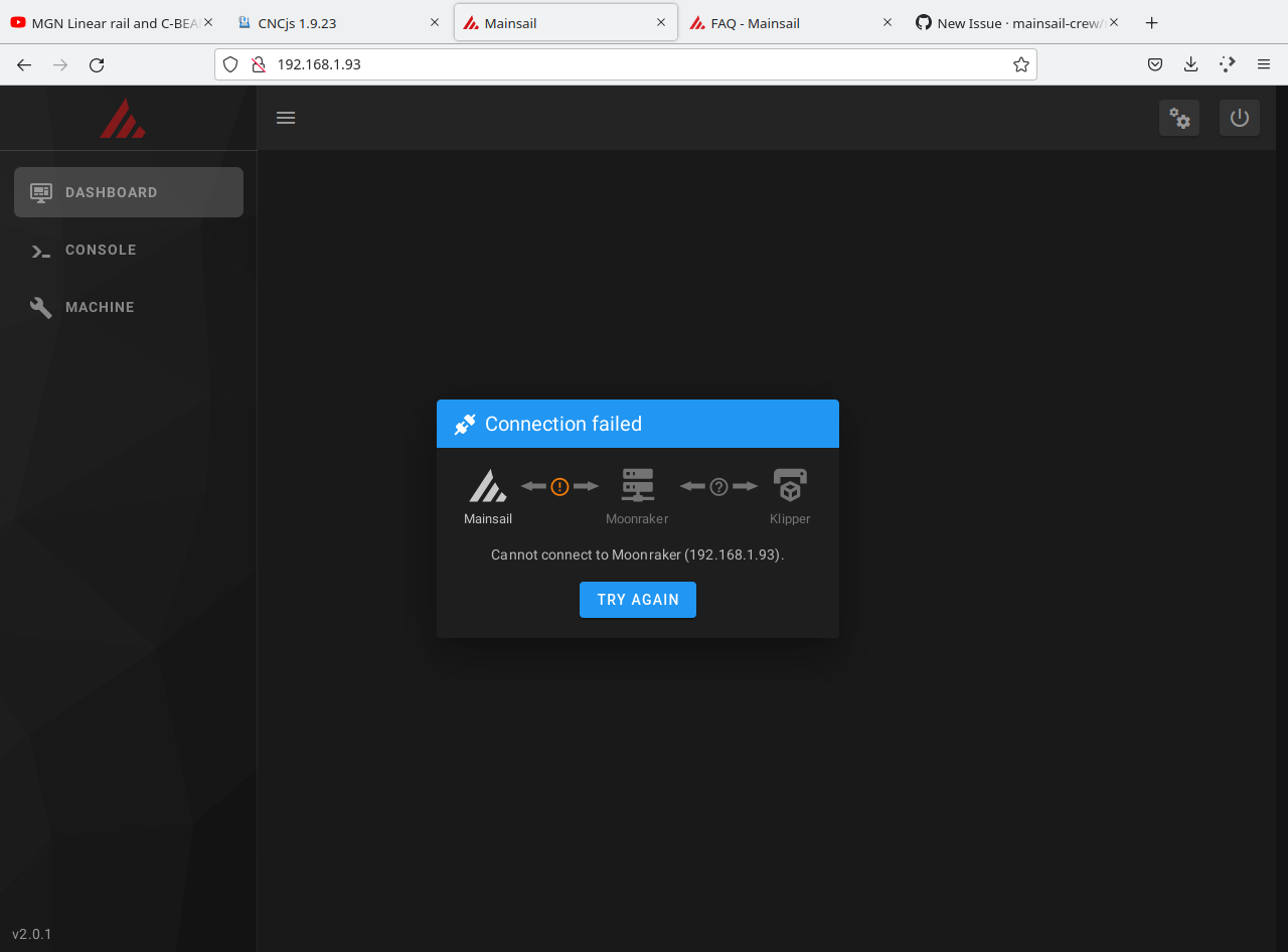 Mainsail will not connect to Moonraker following update · Issue #521 ...