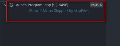skipFiles in launch.json still hits one file at at the end of execution. usage with "Type Script ...
