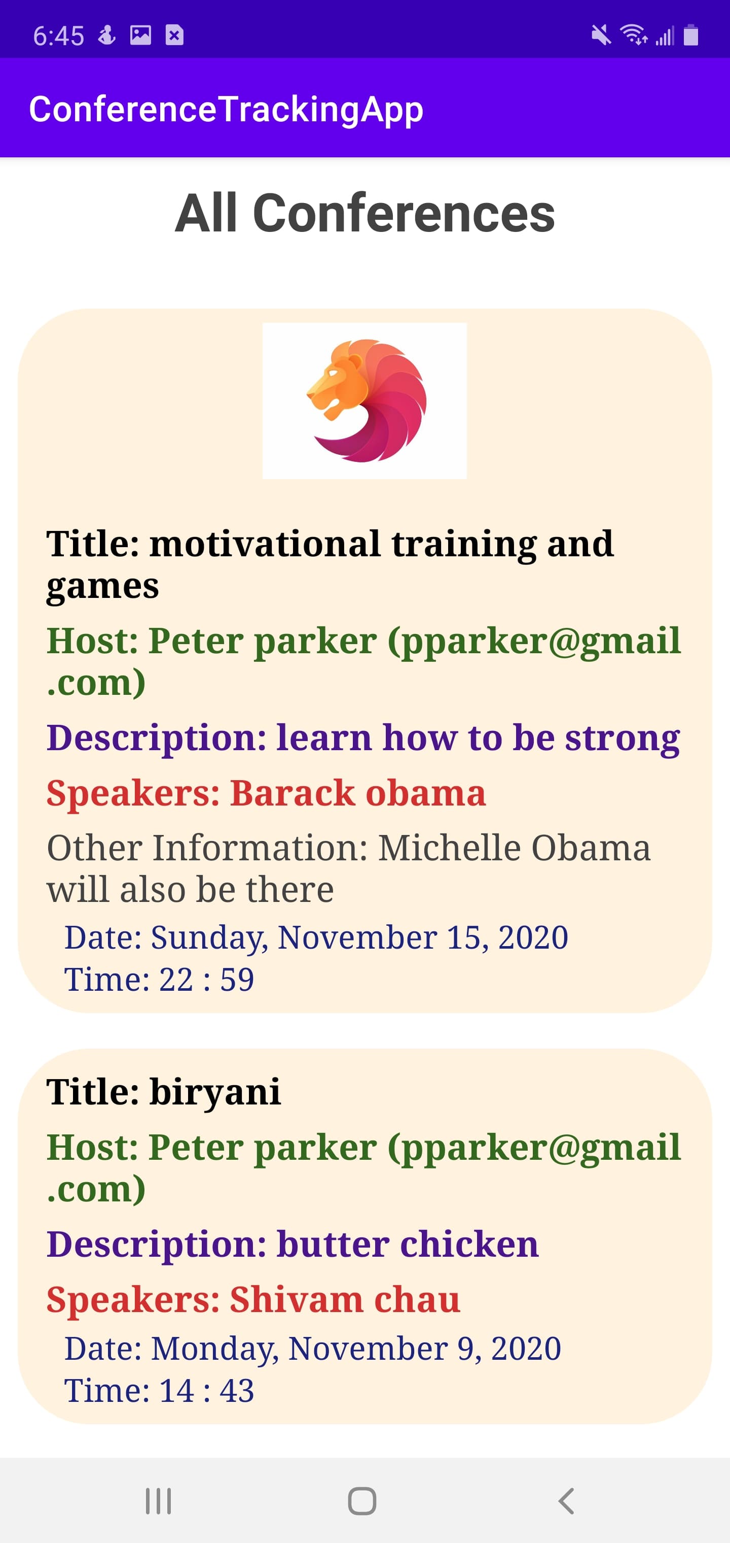 GitHub - cvam77/ConferenceTrackingApp: An App that helps you create ...