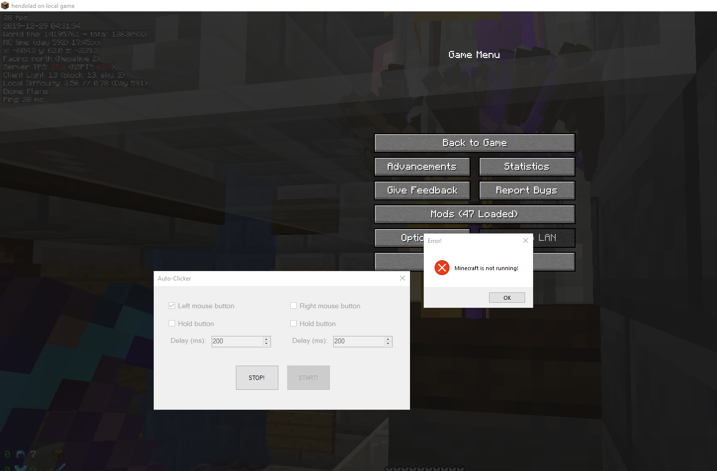 "Minecraft not running" error when running. · Issue #9 · smith-j-travis/MinecraftAutoClicker ...
