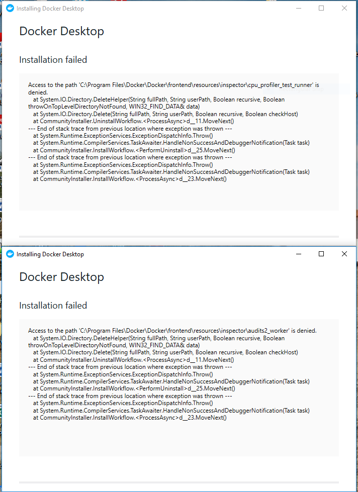Installation fails for version 2.1.0.1 - Access to the path '..\resources\inspector\..' is ...