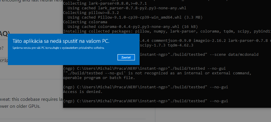 Access denied - This application can not run on your computer · Issue #532 · NVlabs/instant-ngp ...