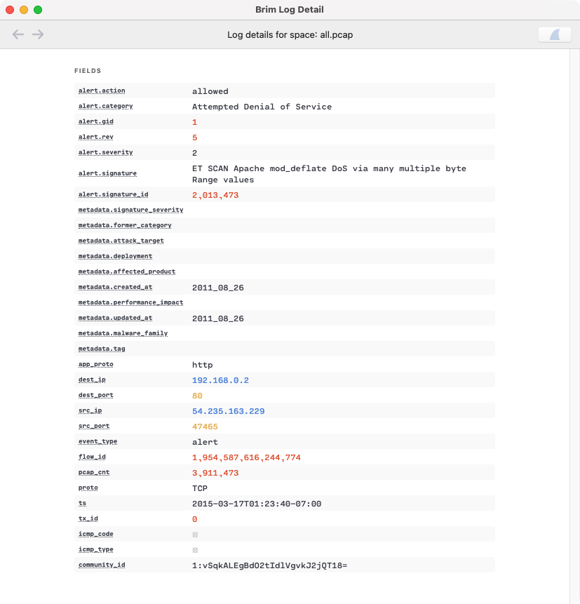Cross-ref between Suricata alerts and related Zeek context events · Issue #1250 · brimdata/zui ...