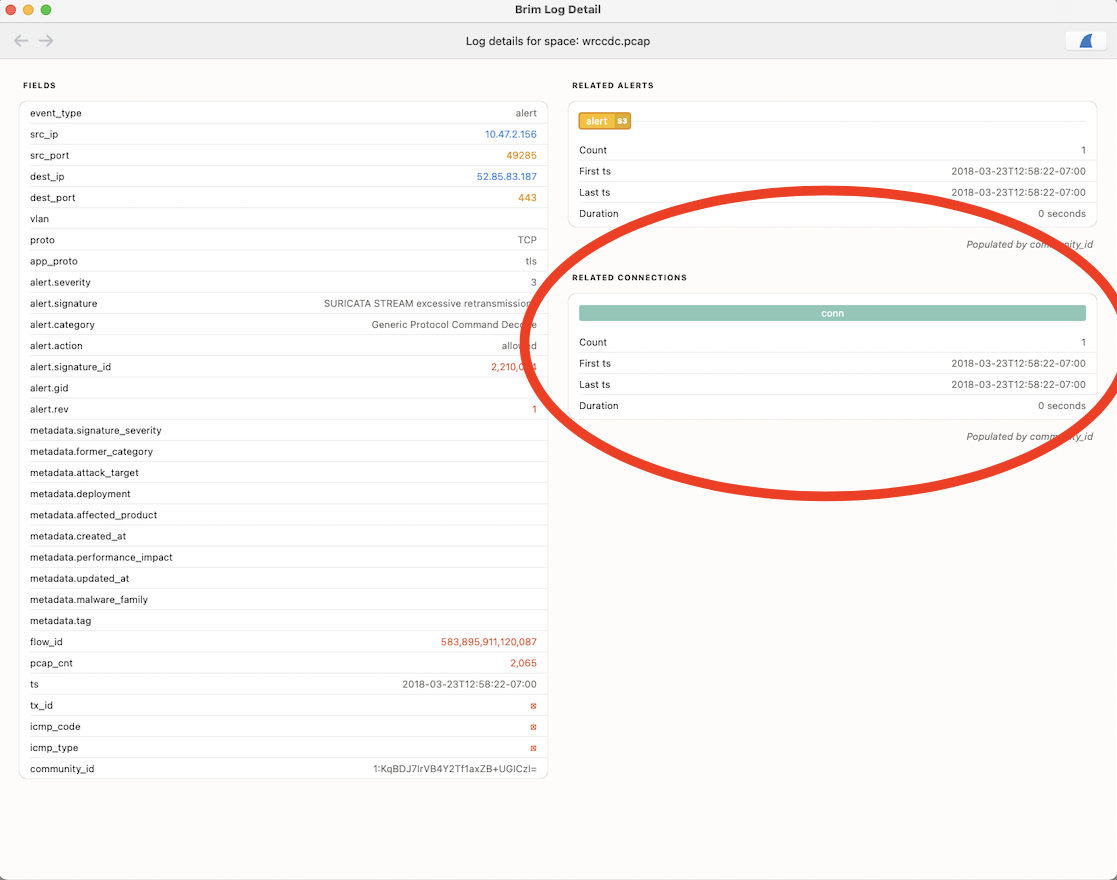 Cross-ref between Suricata alerts and related Zeek context events ...