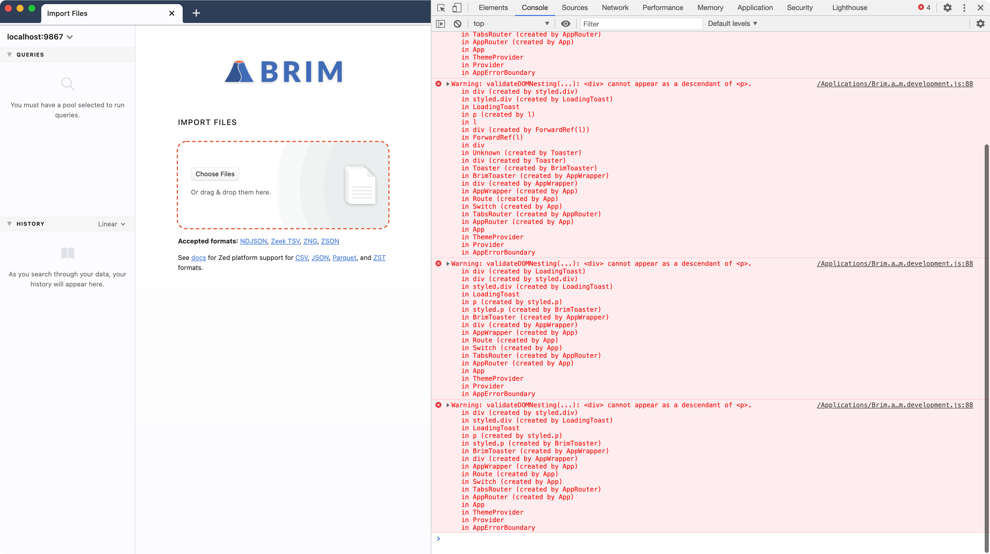 Warning: validateDOMNesting(...): cannot appear as a descendant of · Issue #1634 · brimdata/zui ...