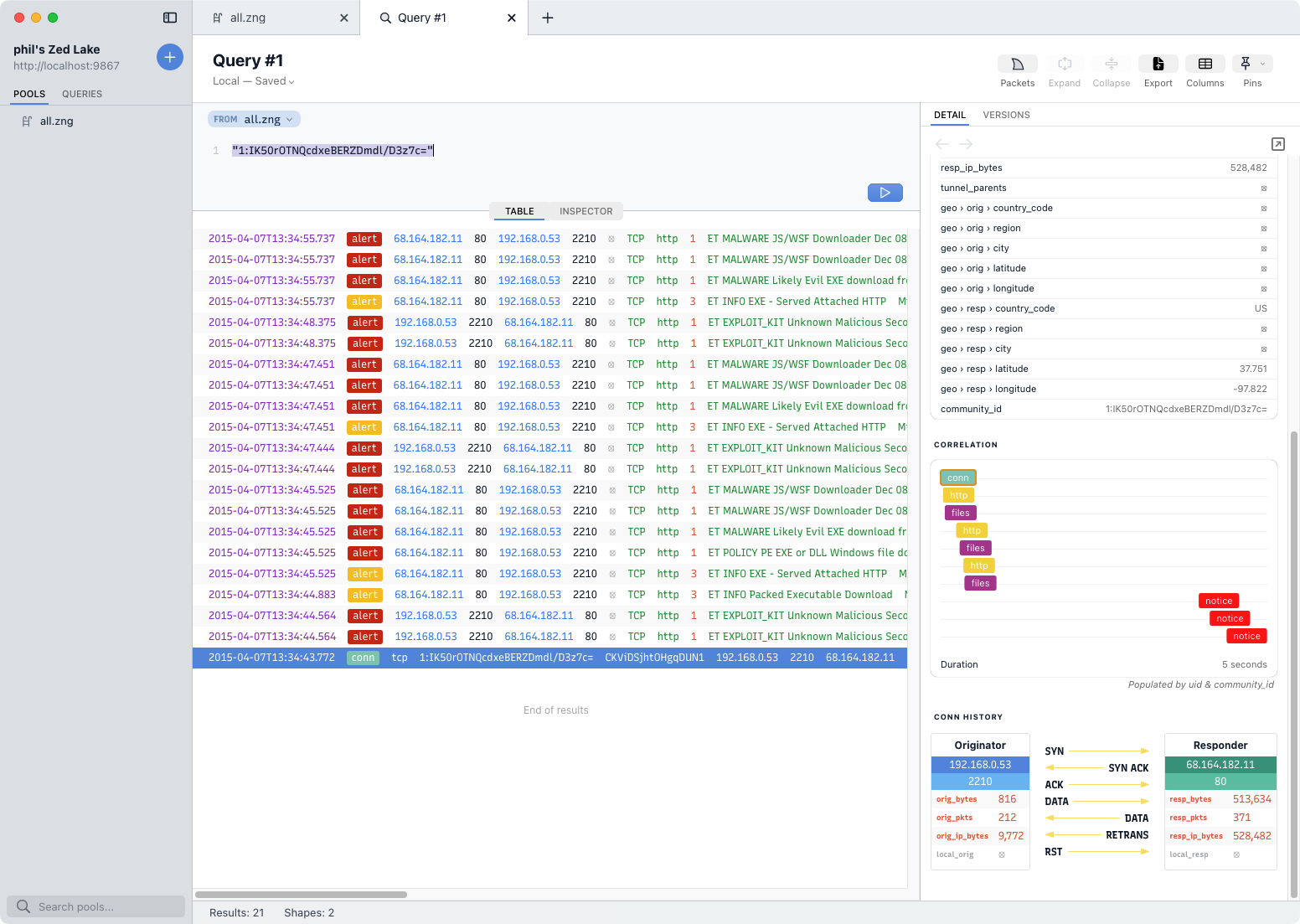 connCorrelation query misses Suricata alerts due to timestamps (regression at b819d7e) · Issue ...