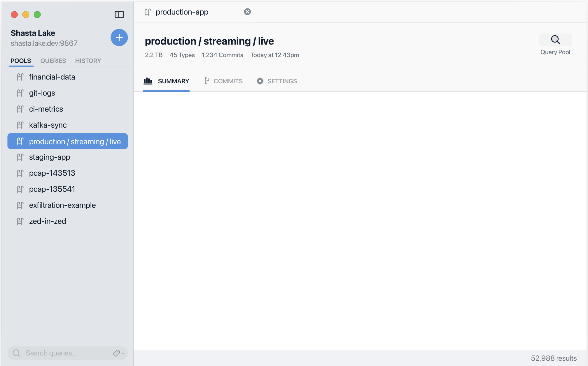 Redesigned Pool Summary Info Page · Issue 2755 · Brimdata Zui · Github