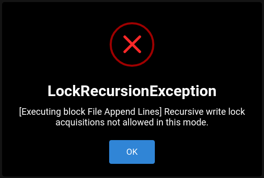 [BUG] File Append Lines: LockRecursionException · Issue #310 · openbullet/OpenBullet2 · GitHub