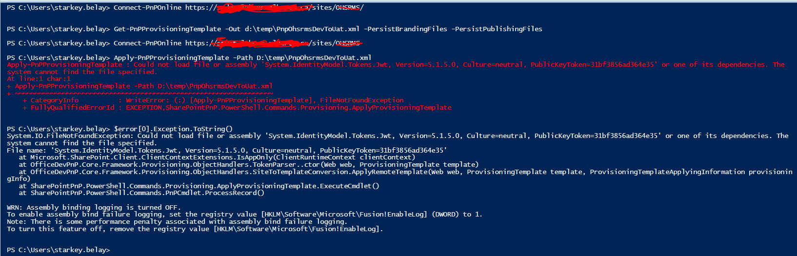 Get-PnPProvisioningTemplate : Object reference not set to an instance of an object. On SP 2016 ...