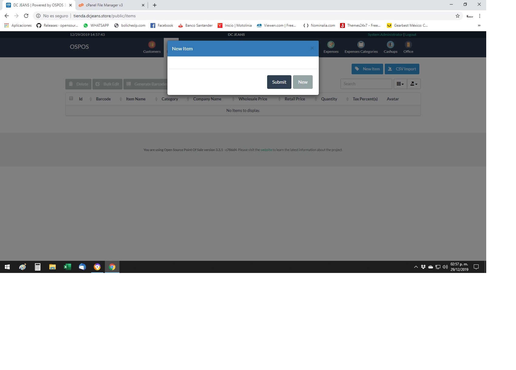 NO NEW ITEM FORMA · Issue #2640 · opensourcepos/opensourcepos · GitHub