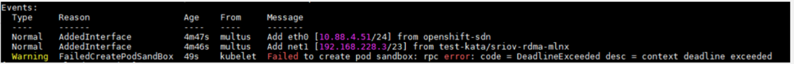kata release 2.4.3 create a pod in ContainerCreating state with sriov ib infiniband. · Issue ...