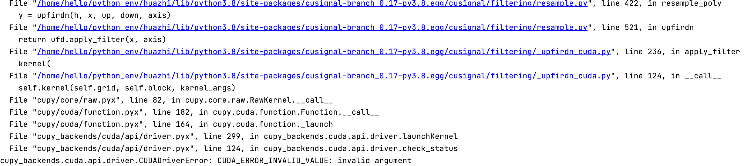 [BUG] Resample Poly fails for n-dim arrays > 1 and upsample > 8 · Issue #295 · rapidsai/cusignal ...