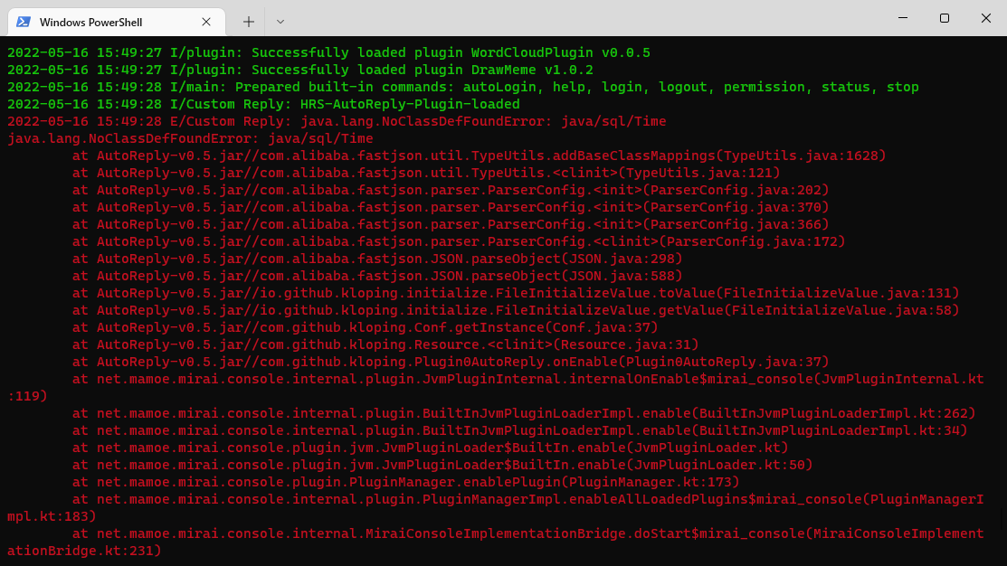 启动报错 java.lang.NoClassDefFoundError: java/sql/Time · Issue #16 · Kloping/Mirai_Plugins_Auto ...