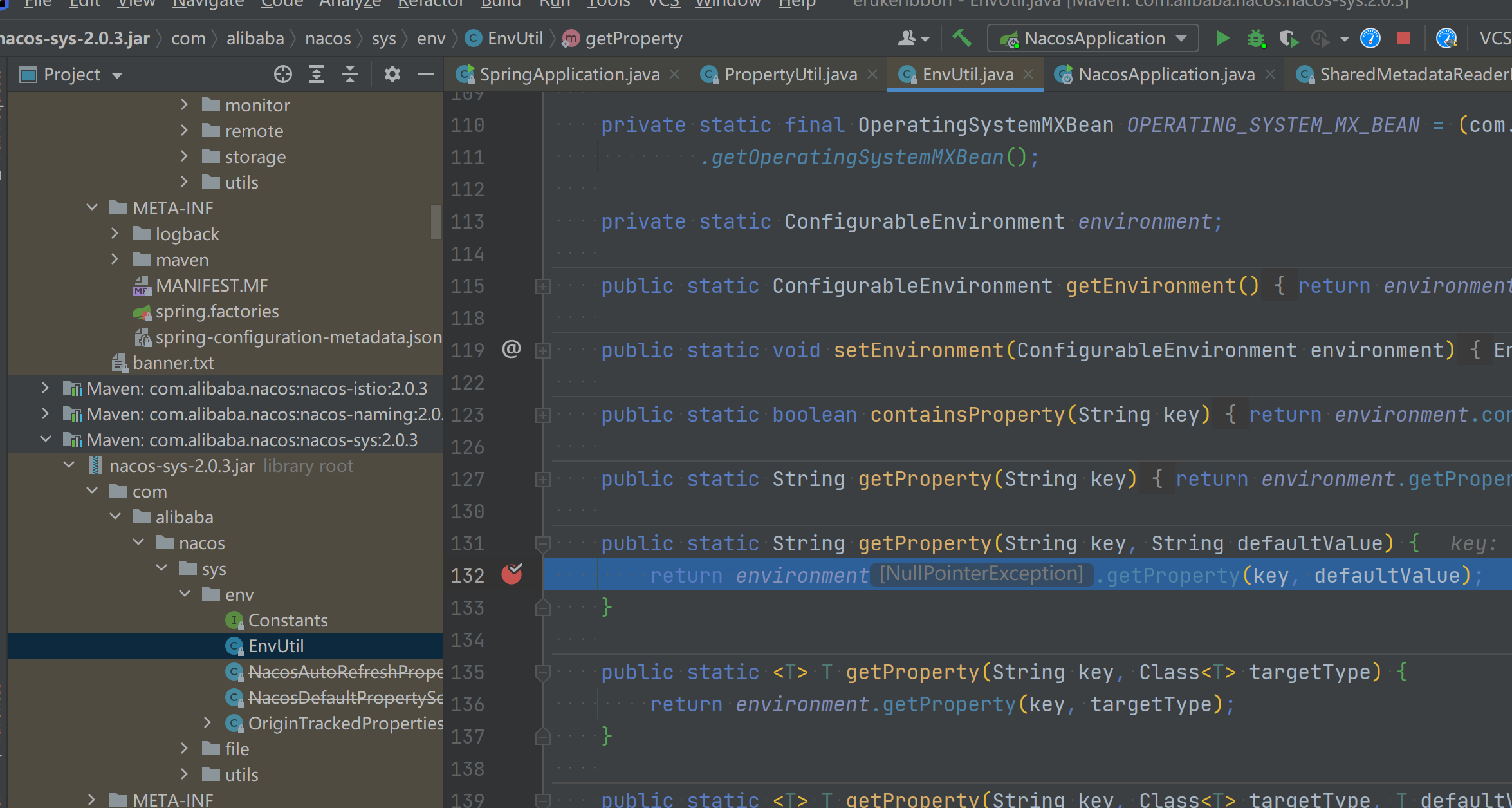 导入nacos的模块到自己的项目中时启动报空指针。 求解惑谢谢 · Issue #9196 · alibaba/nacos · GitHub