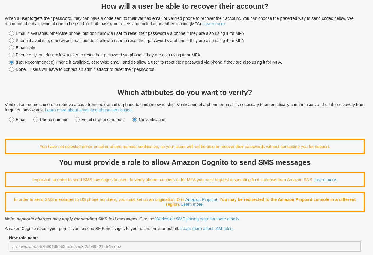 Amplify Auth signup flow, account creation -- Impossible to set up email-only verification ...