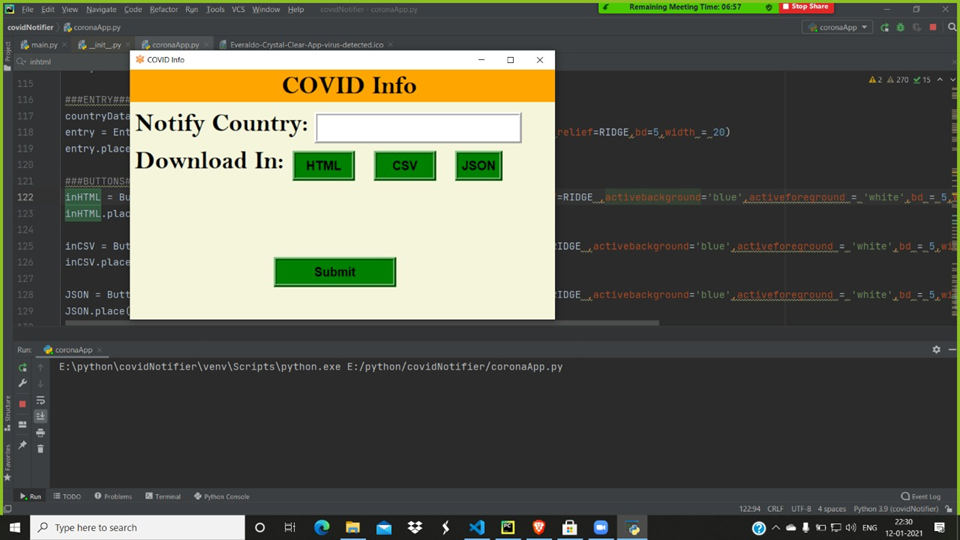 GitHub - Shivamishra21/Covid-Desktop-Notifier: A graphical user ...